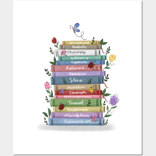 Book Stack & Flowers - Bookstack - Posters and Art Prints | TeePublic